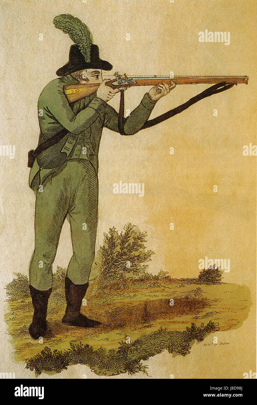 Green jacketed rifleman firing Baker rifle 1803 Stock Photo - Alamy