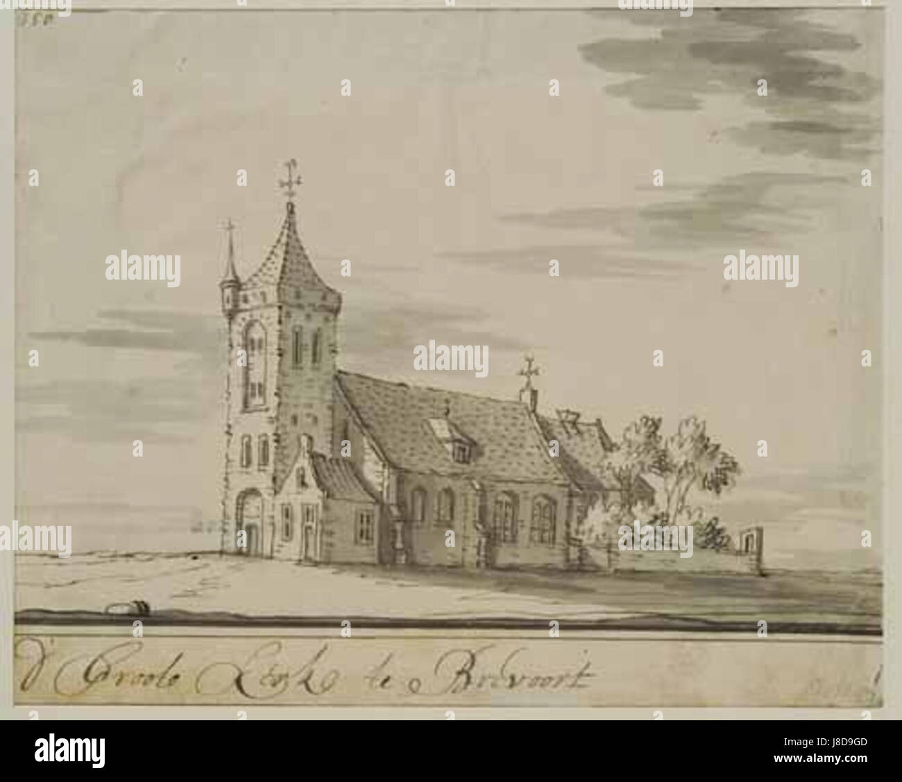 A photograph of the Groote Kerk (Great Church) in Bredevoort ...