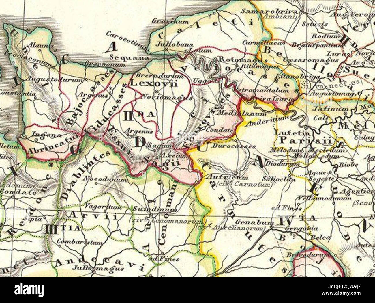 The 1855 Spruneri map of Gaul offers a detailed representation of the ...