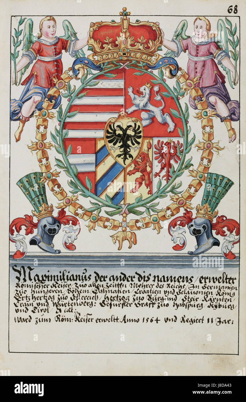 Habsburger Wappenbuch Fisch saa V4 1985 068r Stock Photo - Alamy