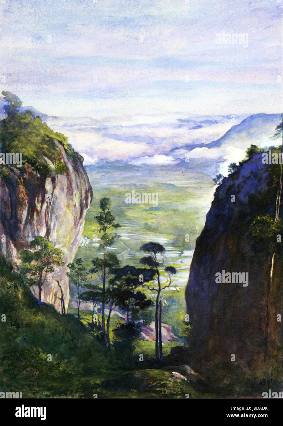 John LaFarge View in Ceylon near Dambula Looking over Rice Fields Stock ...