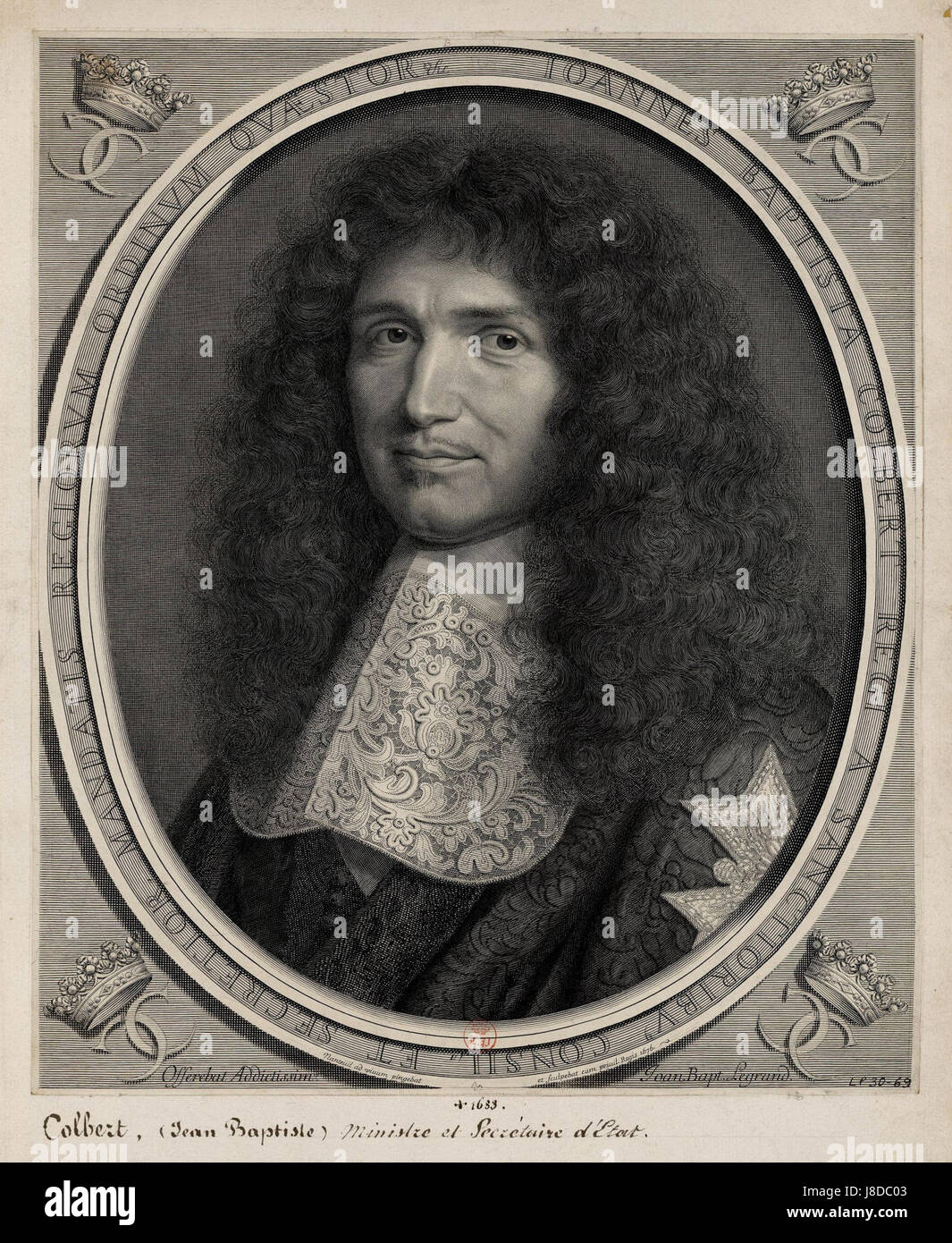 A historical engraving of Jean Baptiste Colbert, the French statesman ...