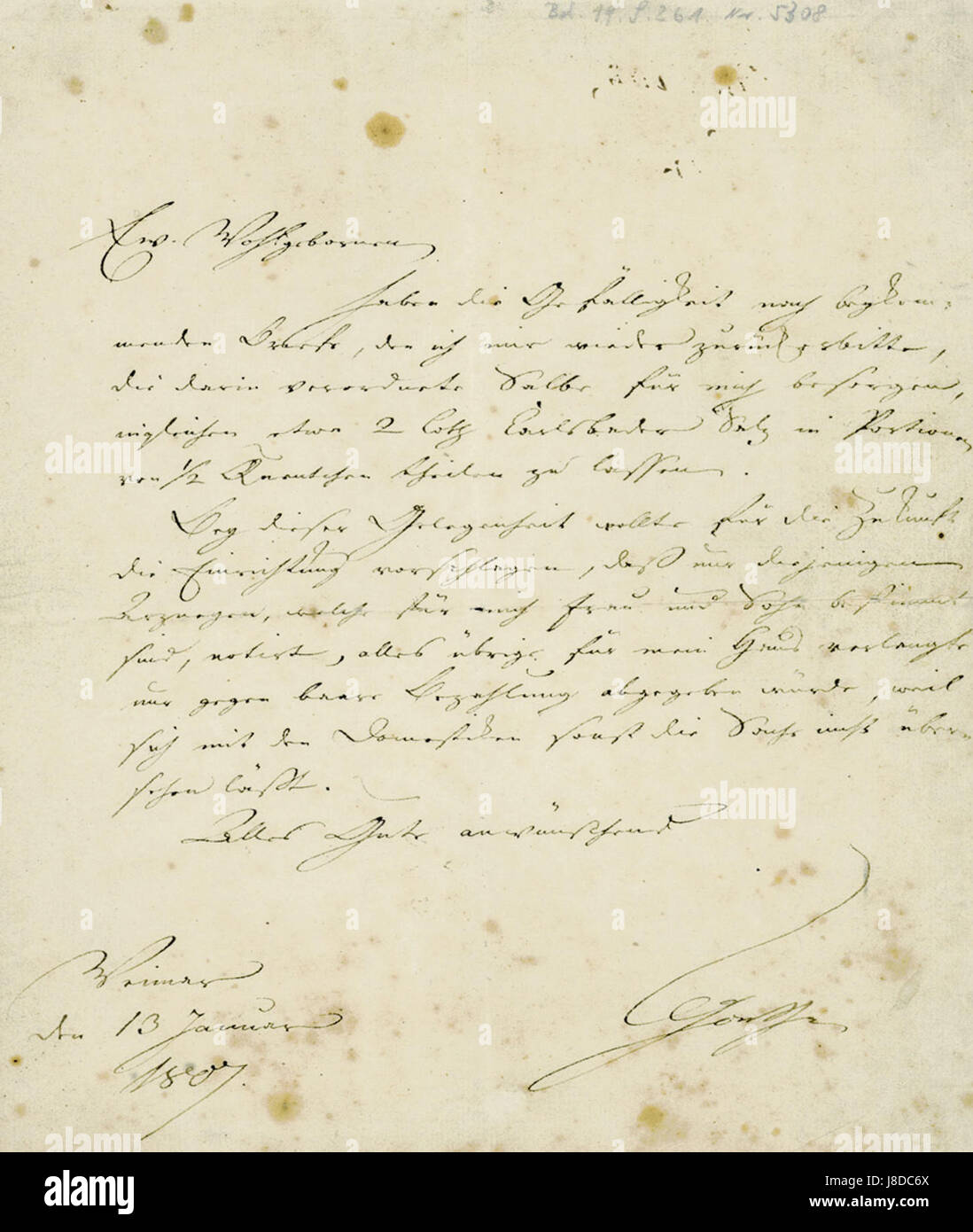 The letter from Johann Wolfgang von Goethe to Carl August Hofmann ...
