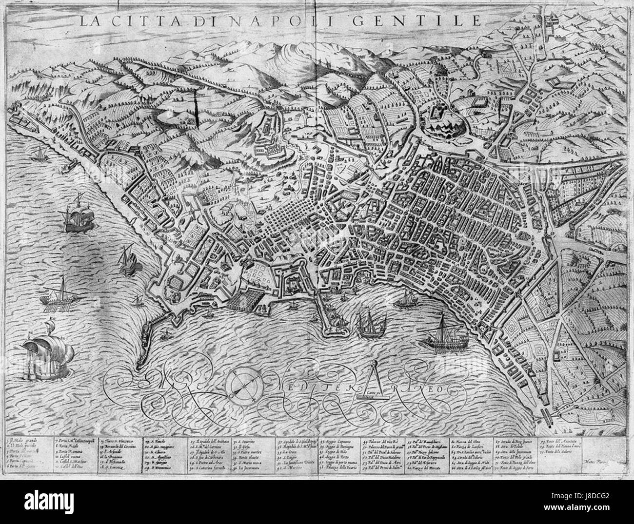 La Citta di Napoli Gentile is an early map from around 1590 showing the ...