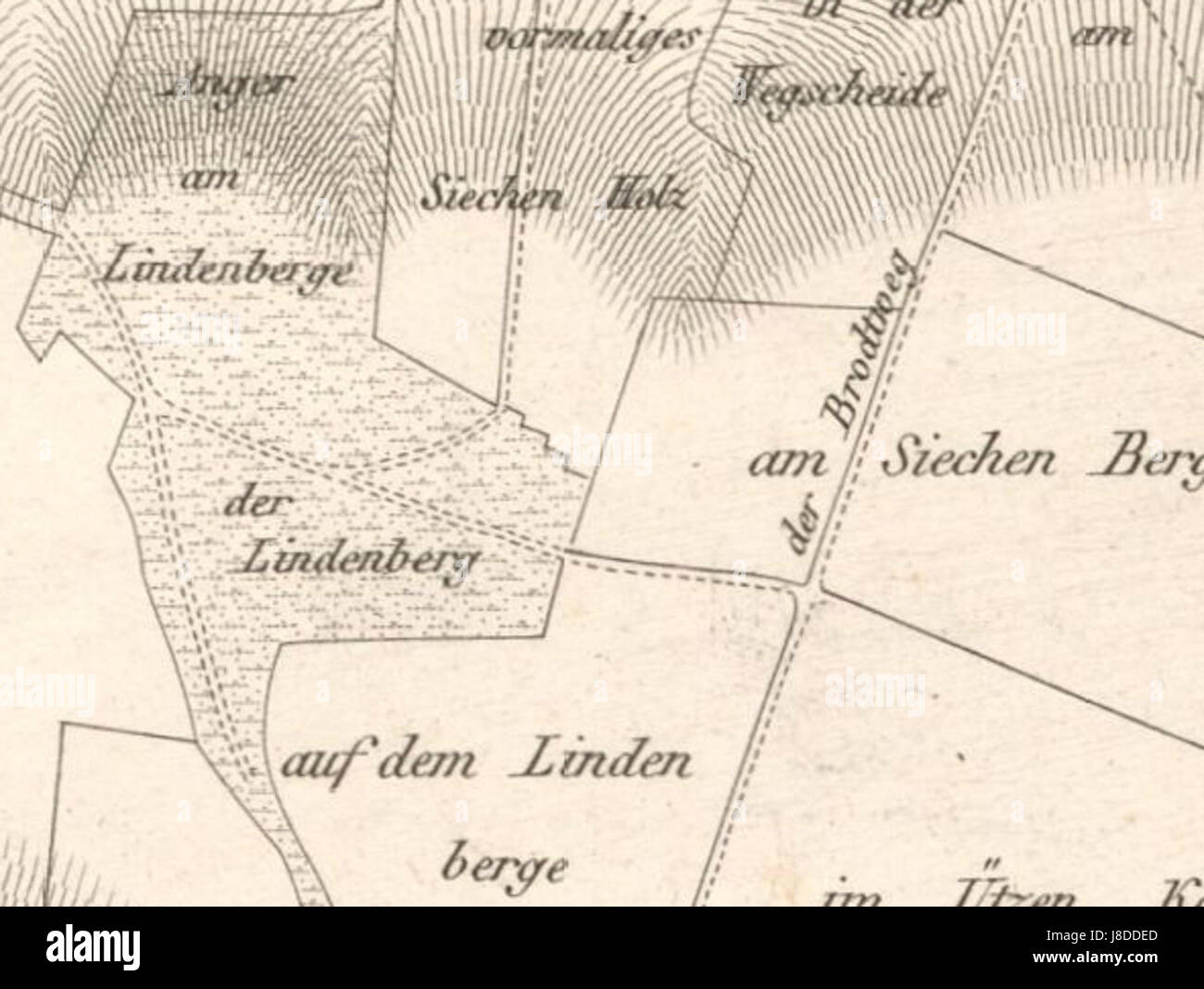 This historical engraving from 1835 depicts Lindenberg in Braunschweig ...