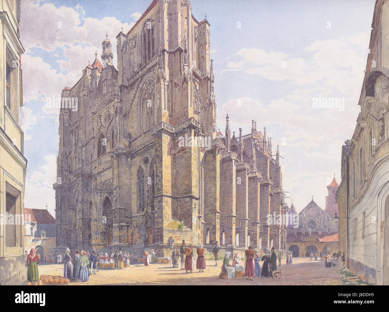 Jakob Alt's painting â€˜Der Dom in Regensburgâ€™ from 1837 depicts the ...
