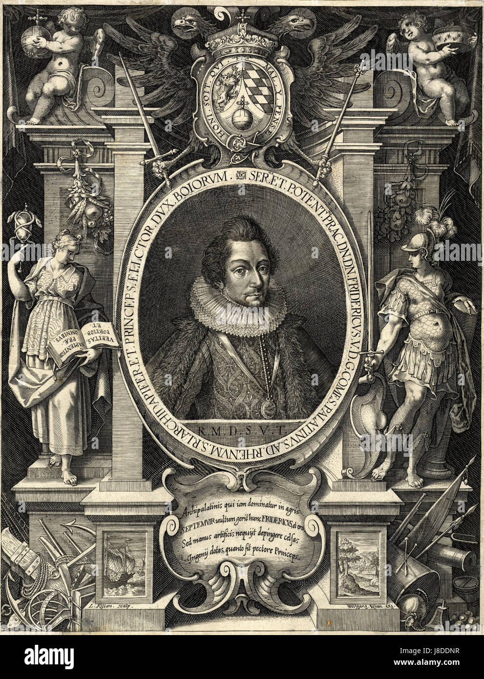 The portrait of Friedrich V von der Pfalz, engraved by Lucas Kilian ...
