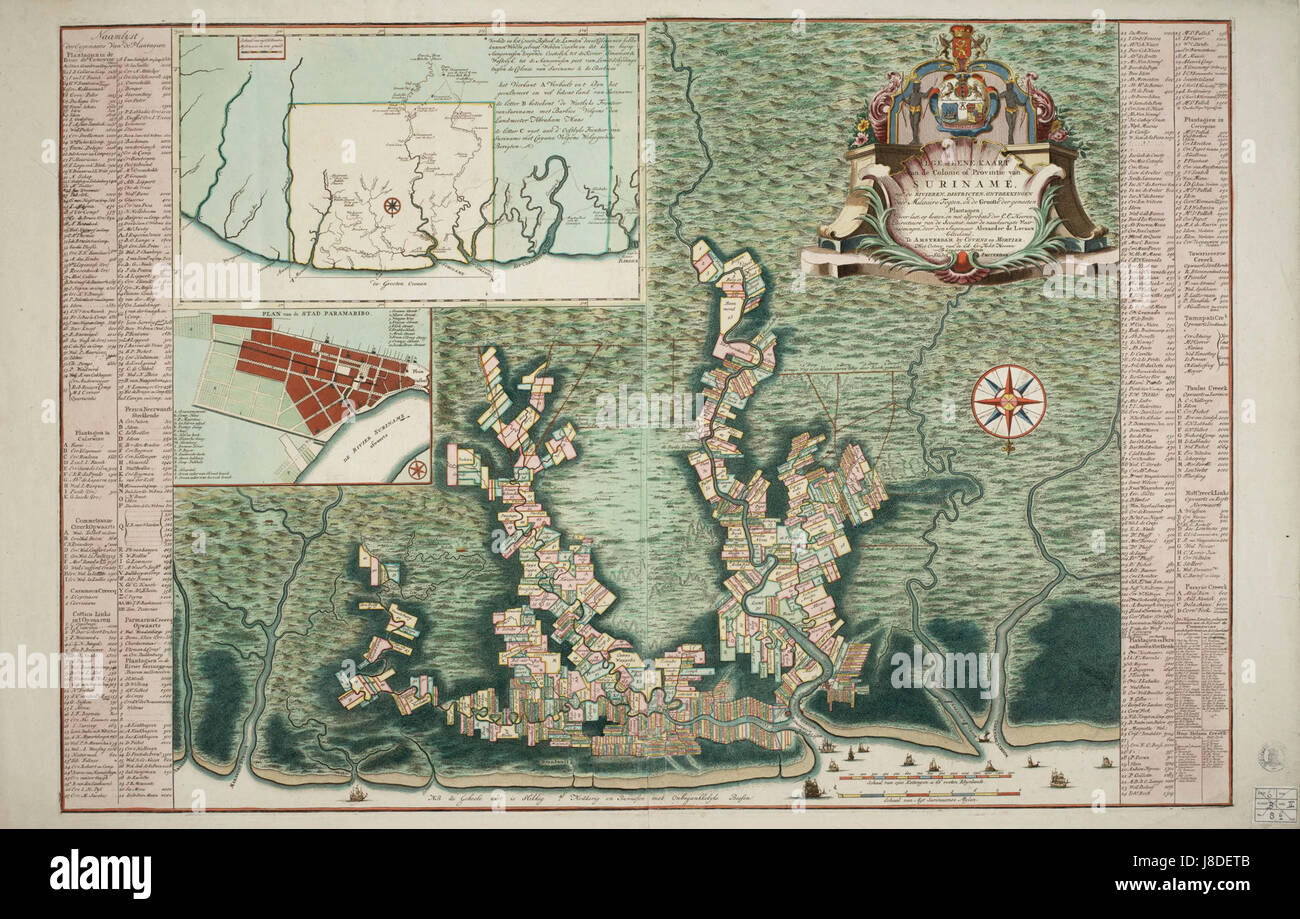 Map of Suriname in 1737 Stock Photo - Alamy