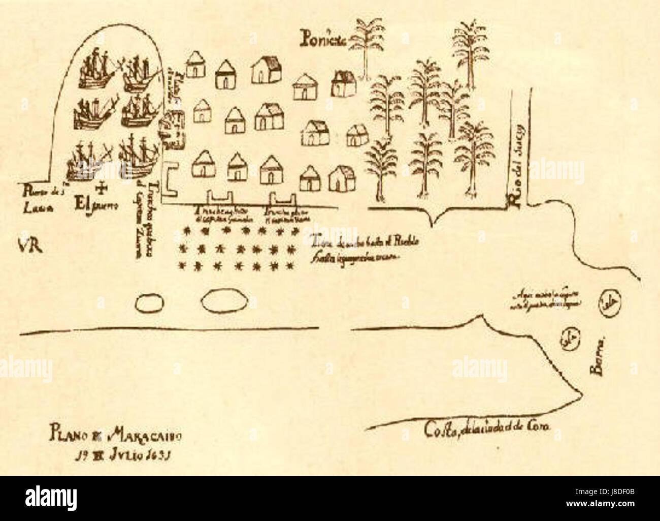 The 'Mapa de Maracaibo' from 1529 is a historical map depicting the ...