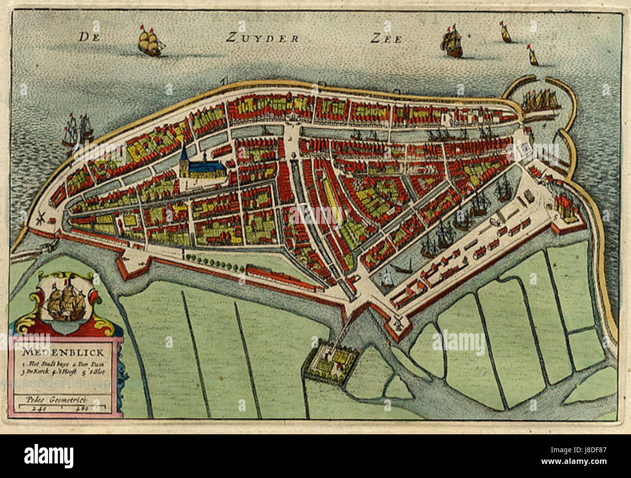 This historical map from 1649 by Blaeu showcases Medemblik, a town in ...