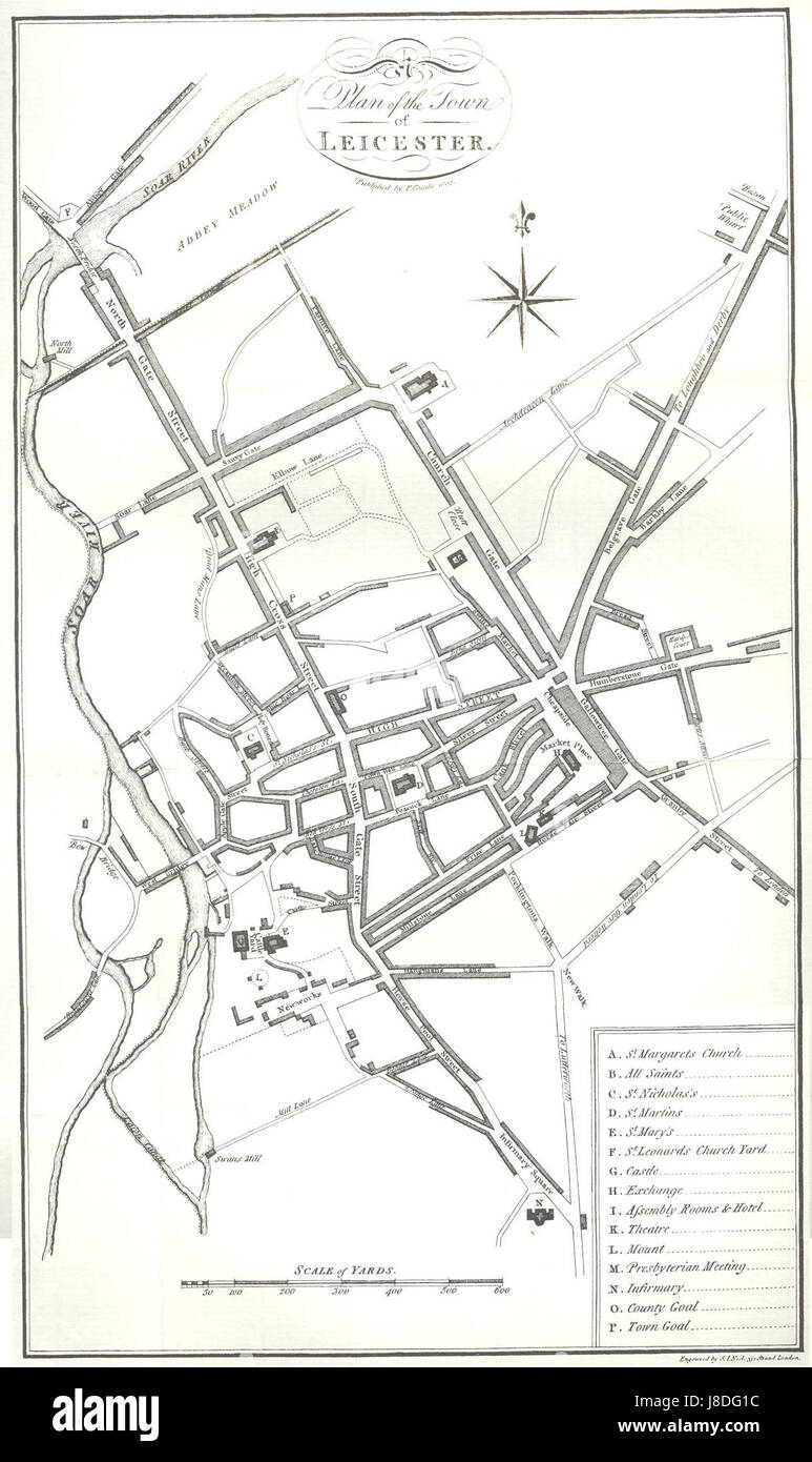 This map of Leicester, dated 1804, represents the city as it was in the ...