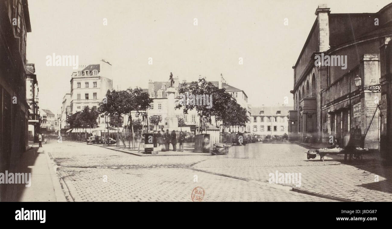 This historical image shows Place Bisson in Lorient, France, in 1866. The photograph captures ...