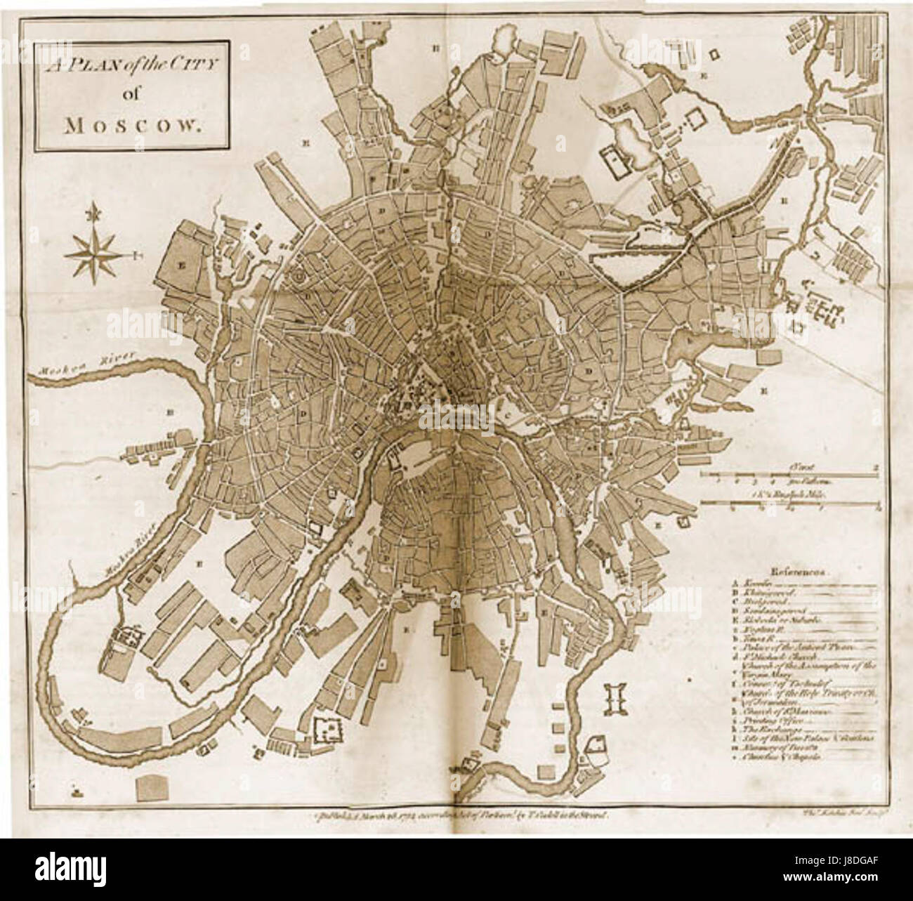 Map of Moscow 1784 Stock Photo - Alamy