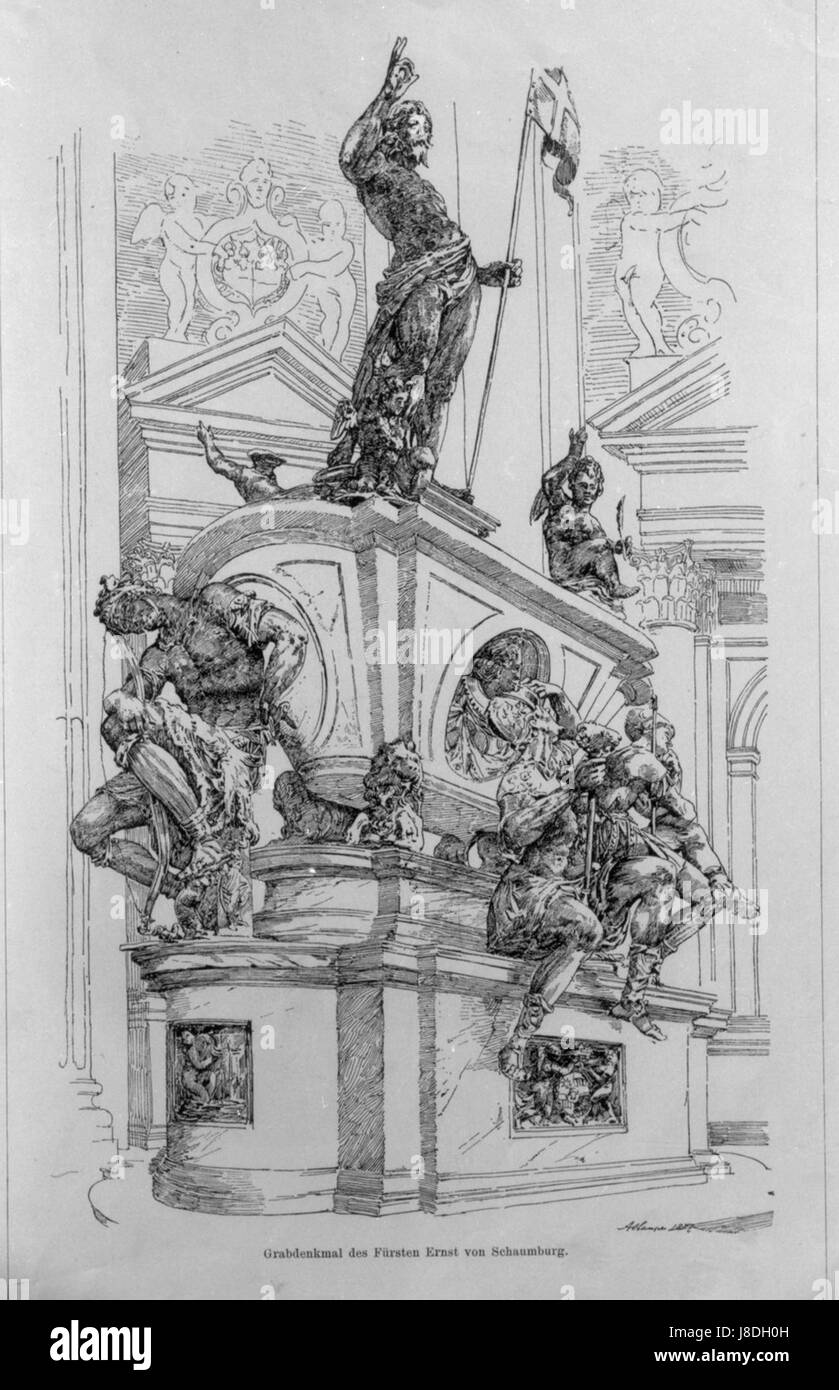 A drawing of the Mausoleum in Stadthagen, Germany, depicting its ...