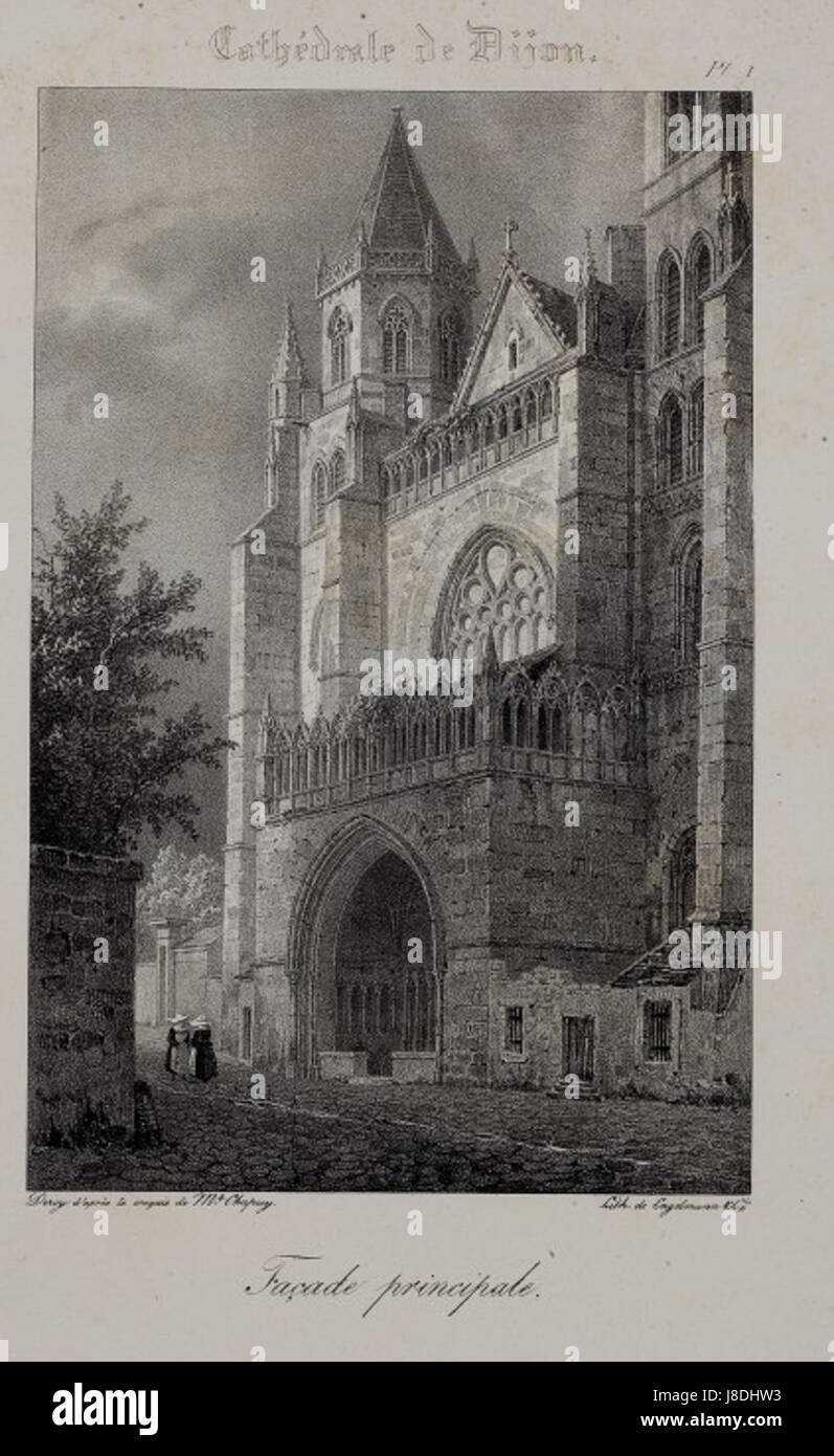 The West facade of Saint Benigne Church in Dijon features significant ...