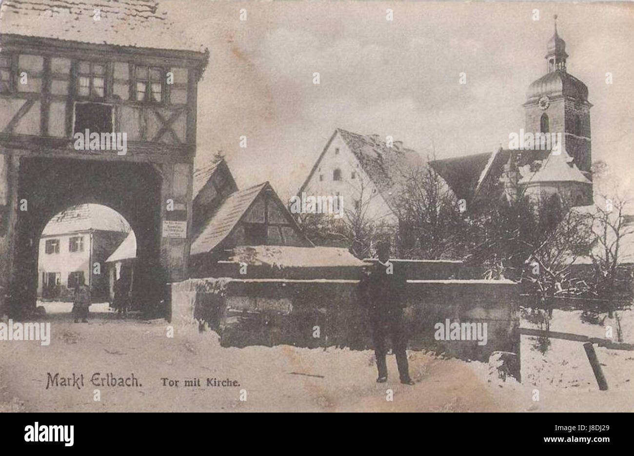 This historical image from around 1900 depicts a winter scene at the ...