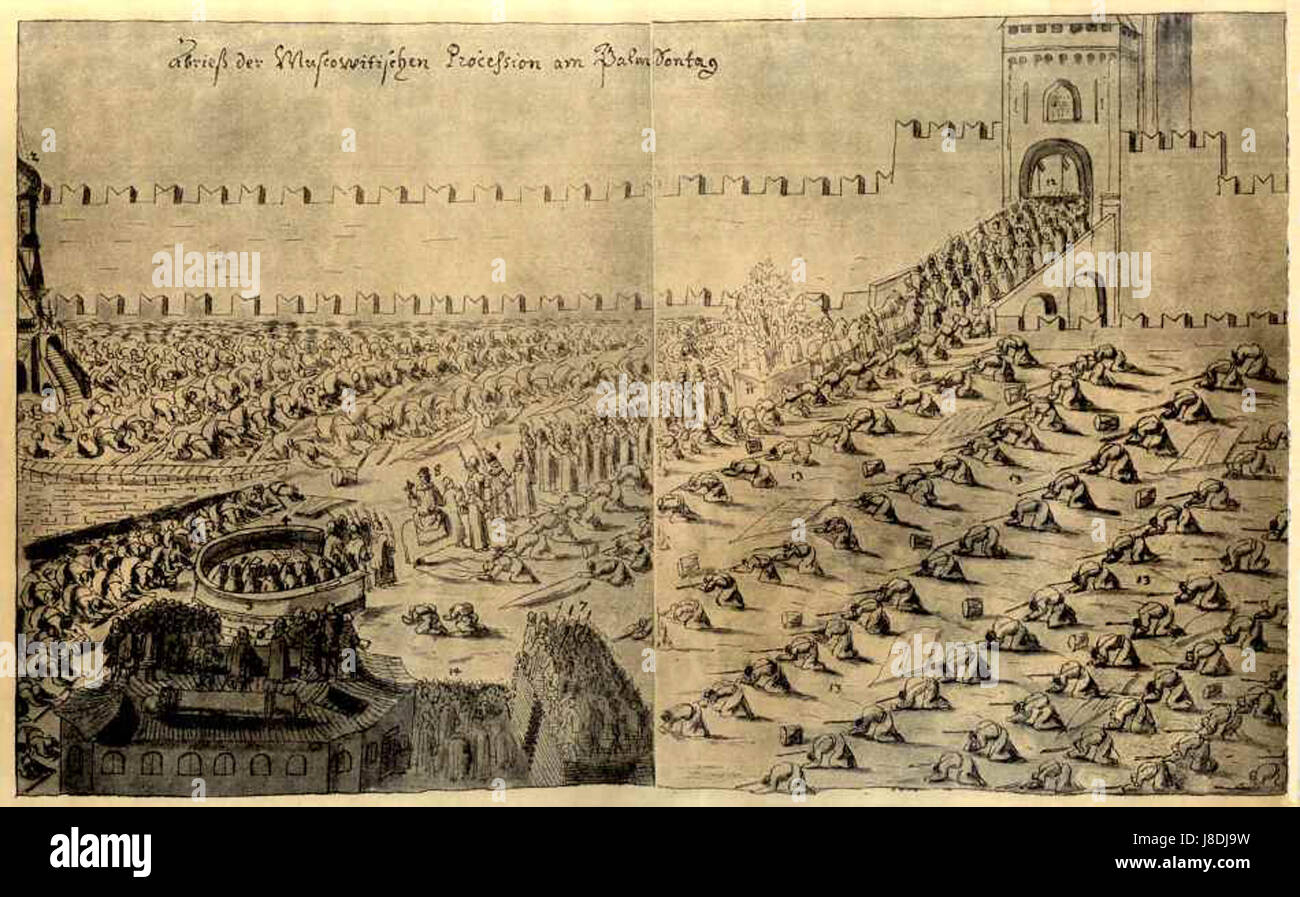 This *engraving* from 1654 depicts *Red Square* and the *Kremlin* in ...