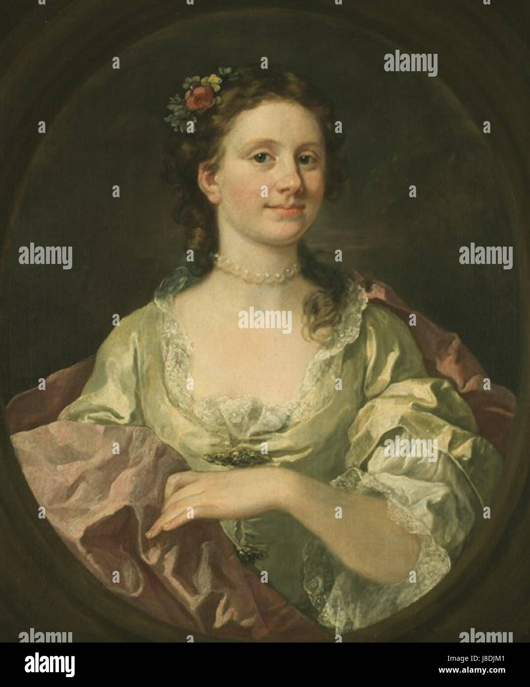 The portrait 'Elizabeth James' by William Hogarth, painted in 1744, is ...