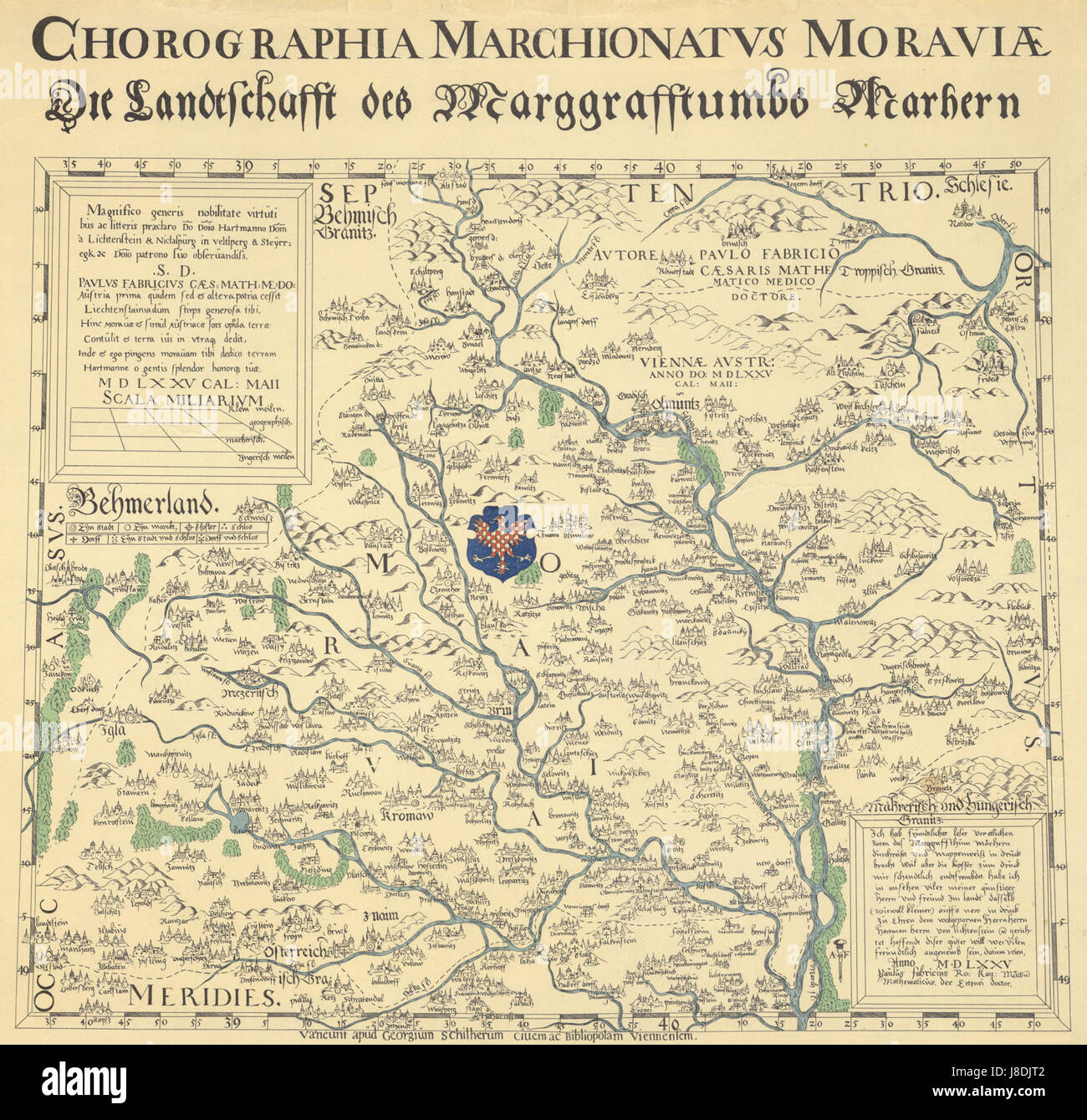 A historical map of Moravia, produced by Fabricius. The map provides ...