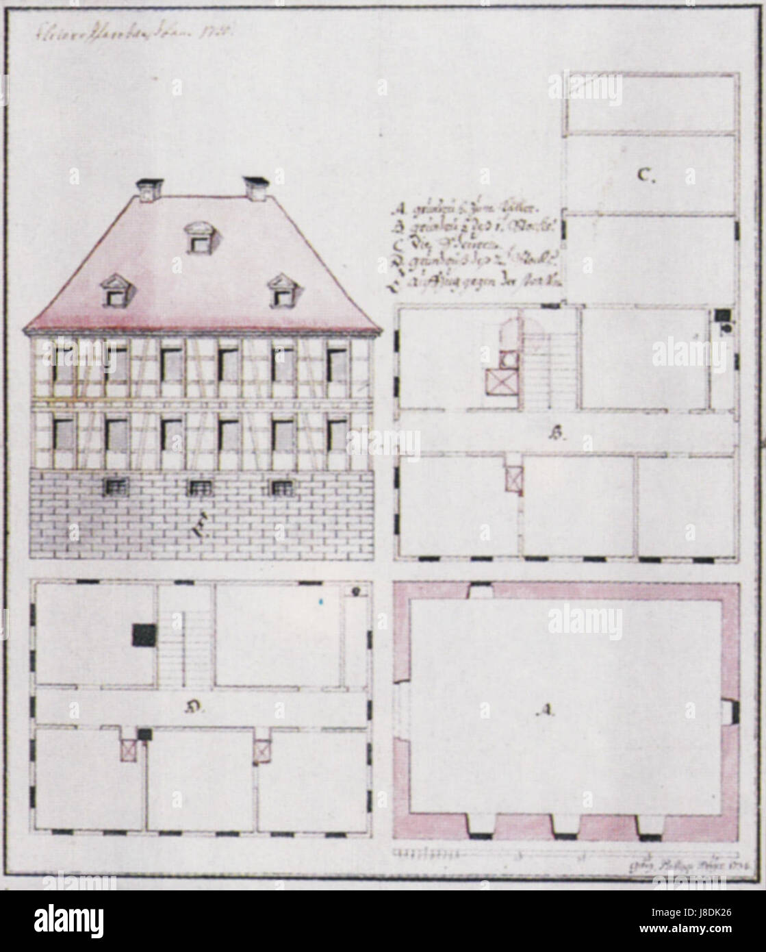 This 1736 plan of the parsonage (Pfarrhaus) in Flein reveals details ...
