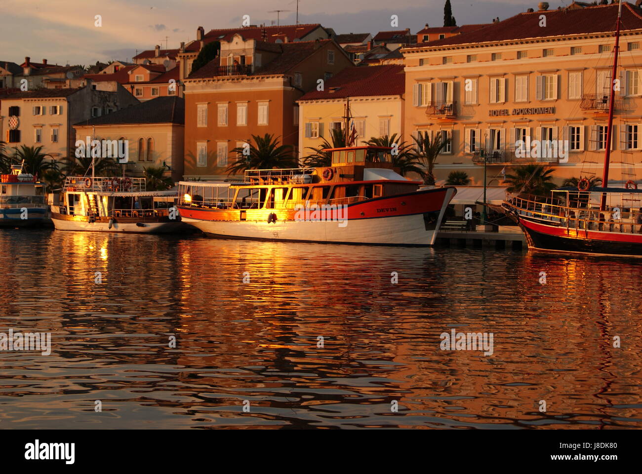 sunset at the port Stock Photo - Alamy