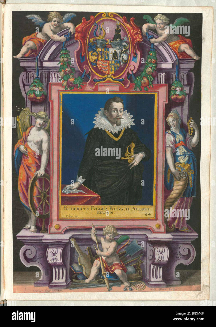 Image from 'Fuggerorum et Fuggerarum Imagines' depicting portraits of ...