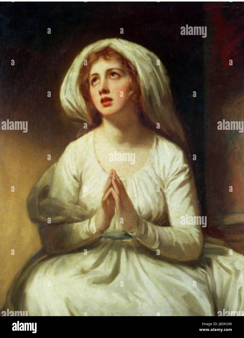 This artwork by George Romney depicts Lady Hamilton in a praying pose ...