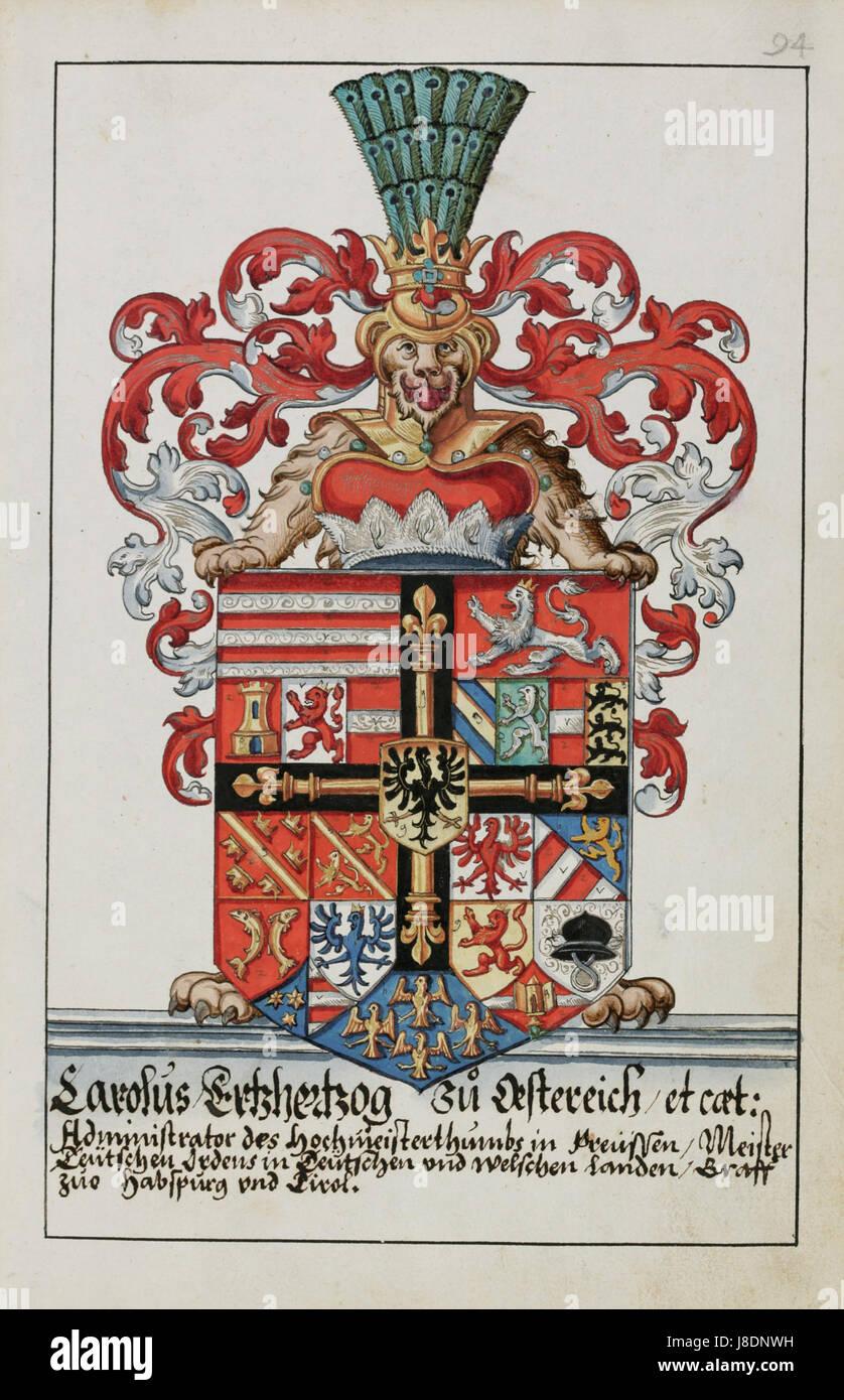 Habsburger Wappenbuch Fisch saa V4 1985 094r Stock Photo - Alamy