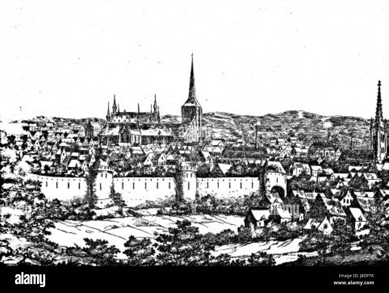 Medieval european churches map Black and White Stock Photos & Images ...