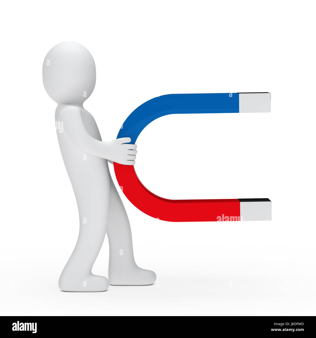 3d man hold a magnet red blue hi-res stock photography and images - Alamy