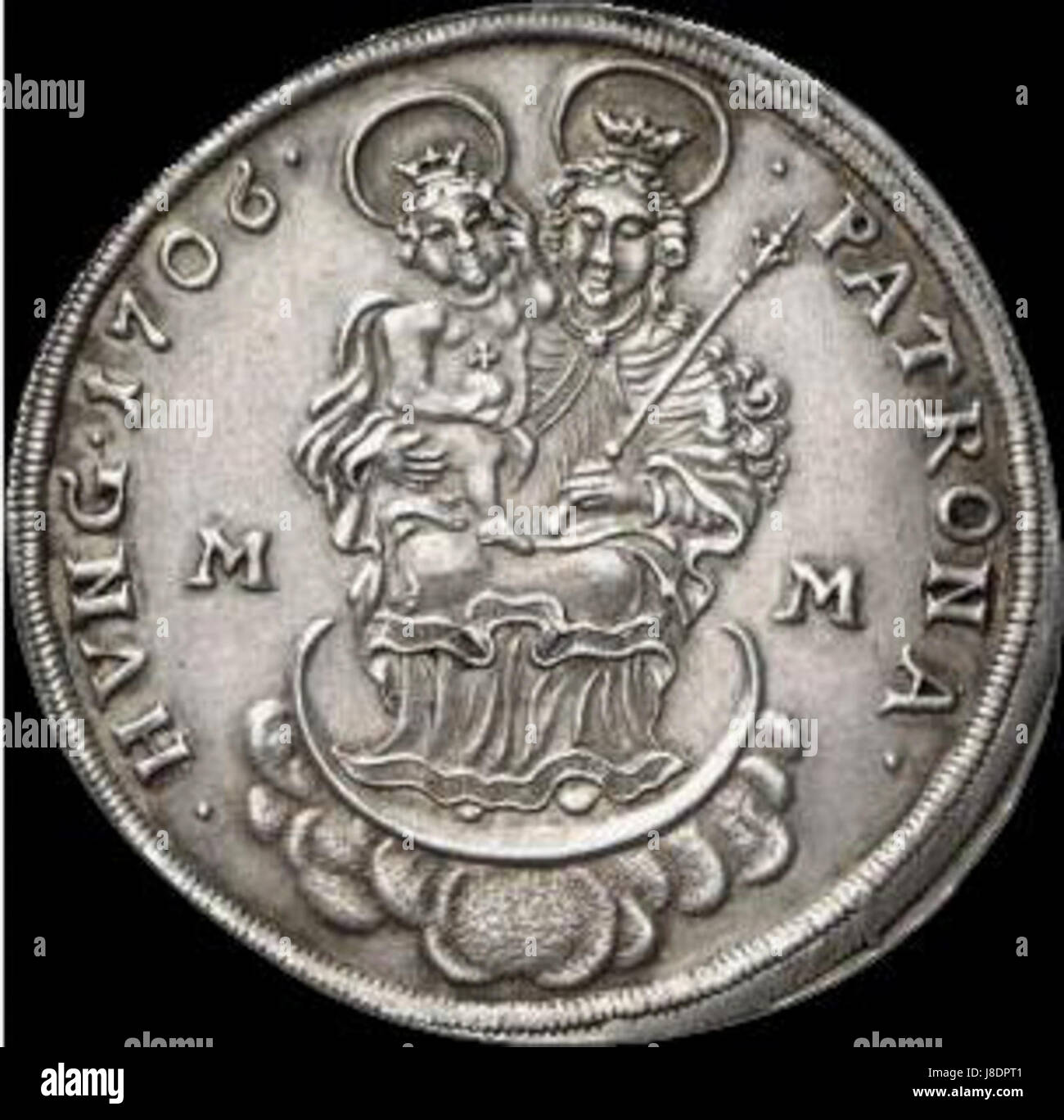This coin, issued in 1706, features a forint from the reign of Hun II ...