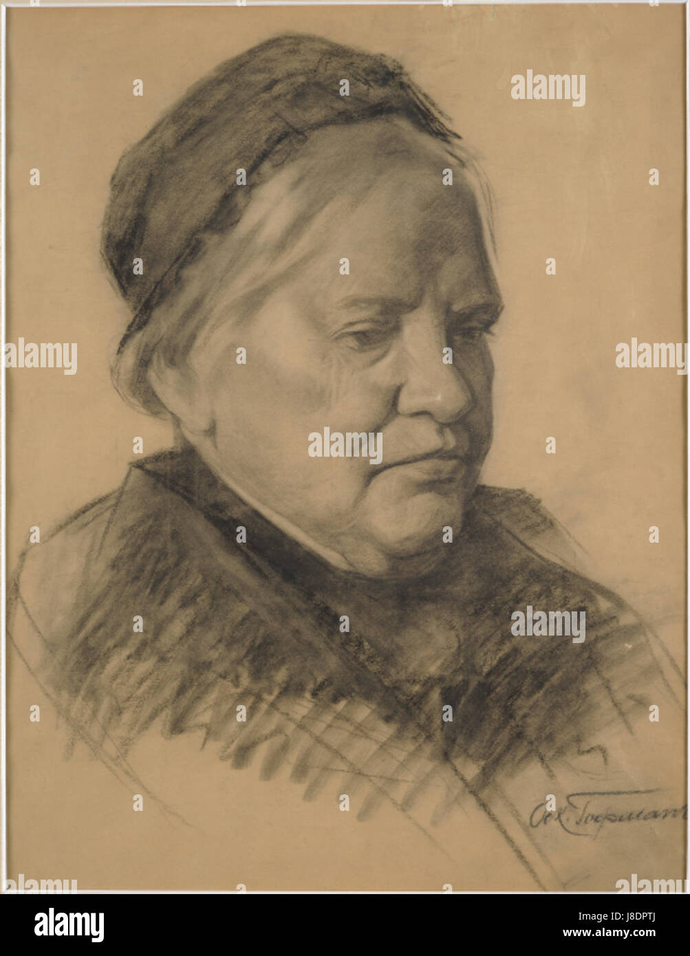 This image features Julie Hagen Schwarzi's artwork, a detailed portrait ...