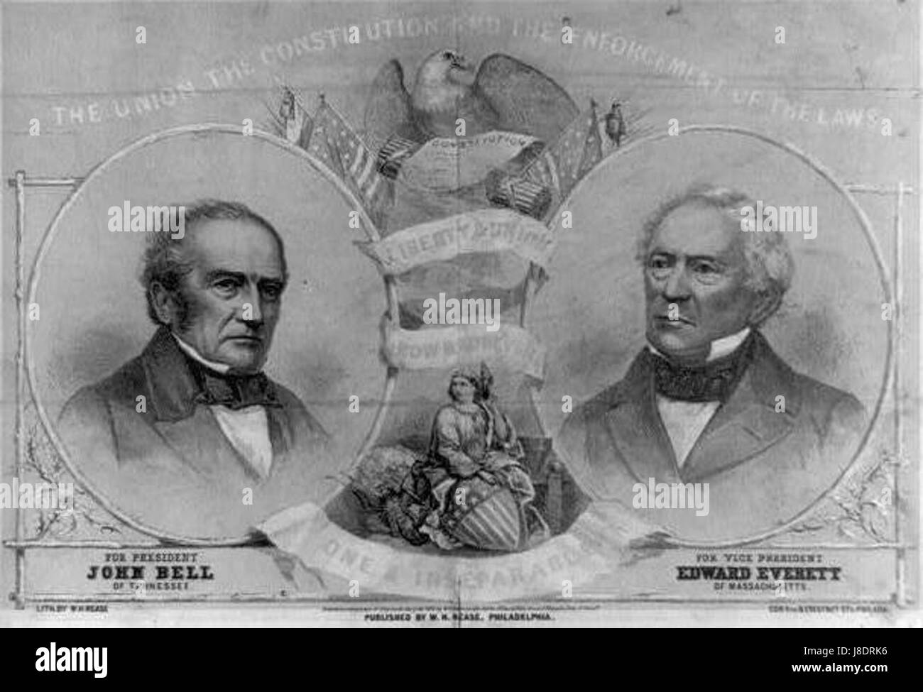 This poster, featuring John Bell and Edward Everett, highlights their ...