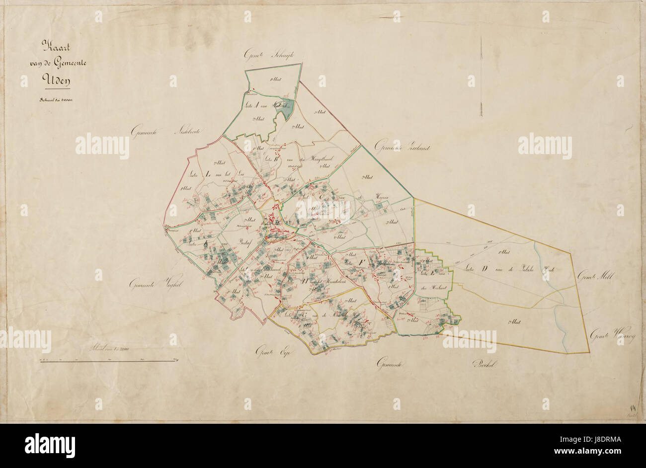The Kadasterkaart Uden, a map from 1811, details the geography and land ...