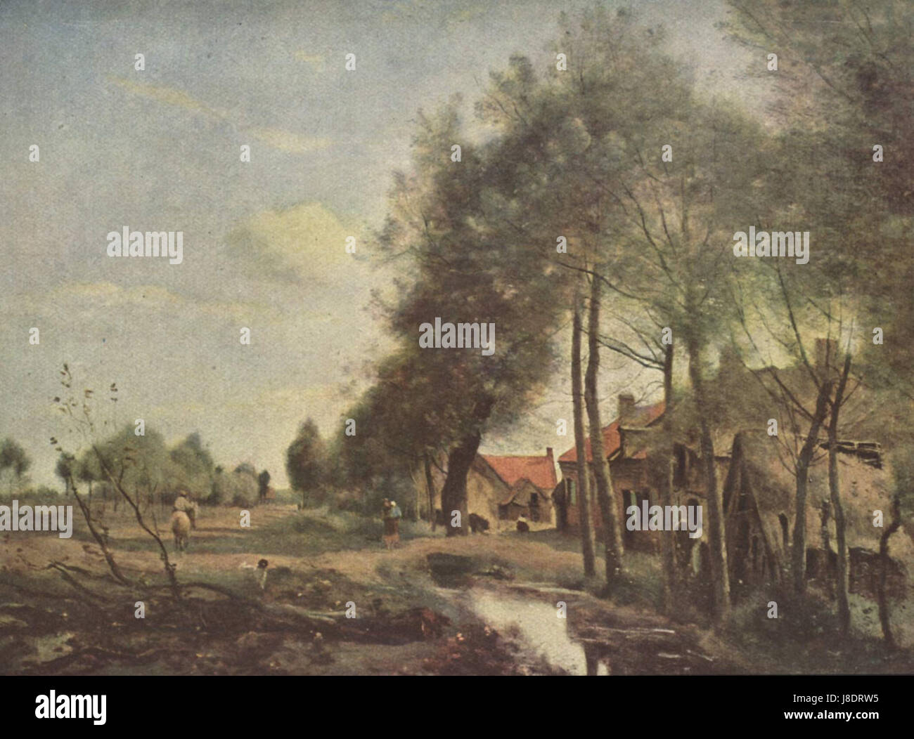 This artwork by Jean Baptiste Camille Corot depicts a landscape scene ...