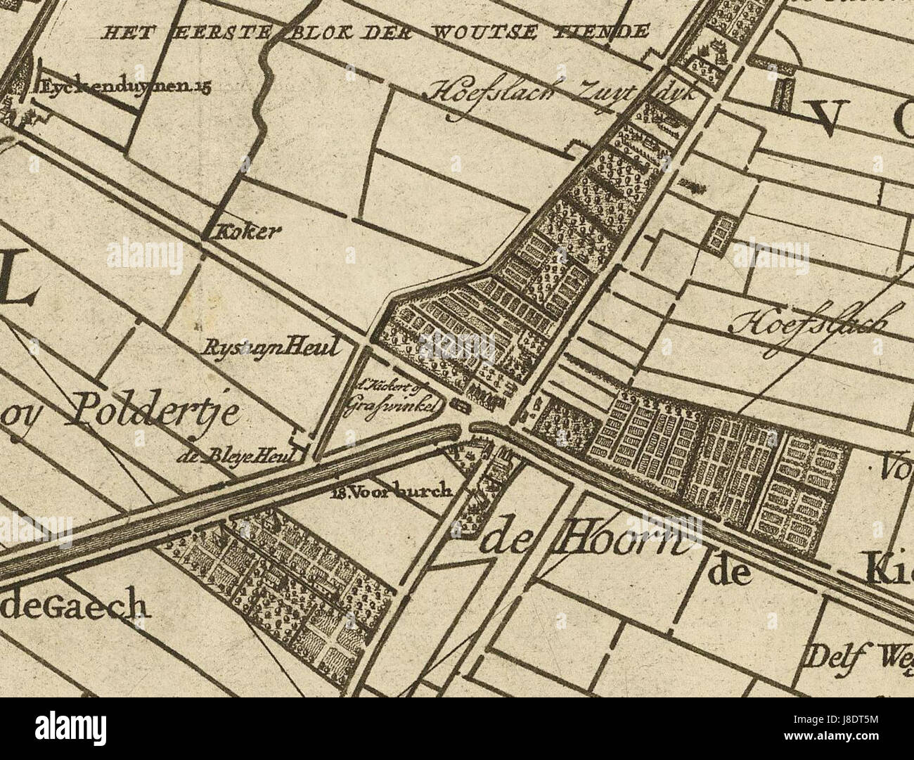 'Kaart Den Hoorn' is a 1712 map, likely depicting the geographical ...