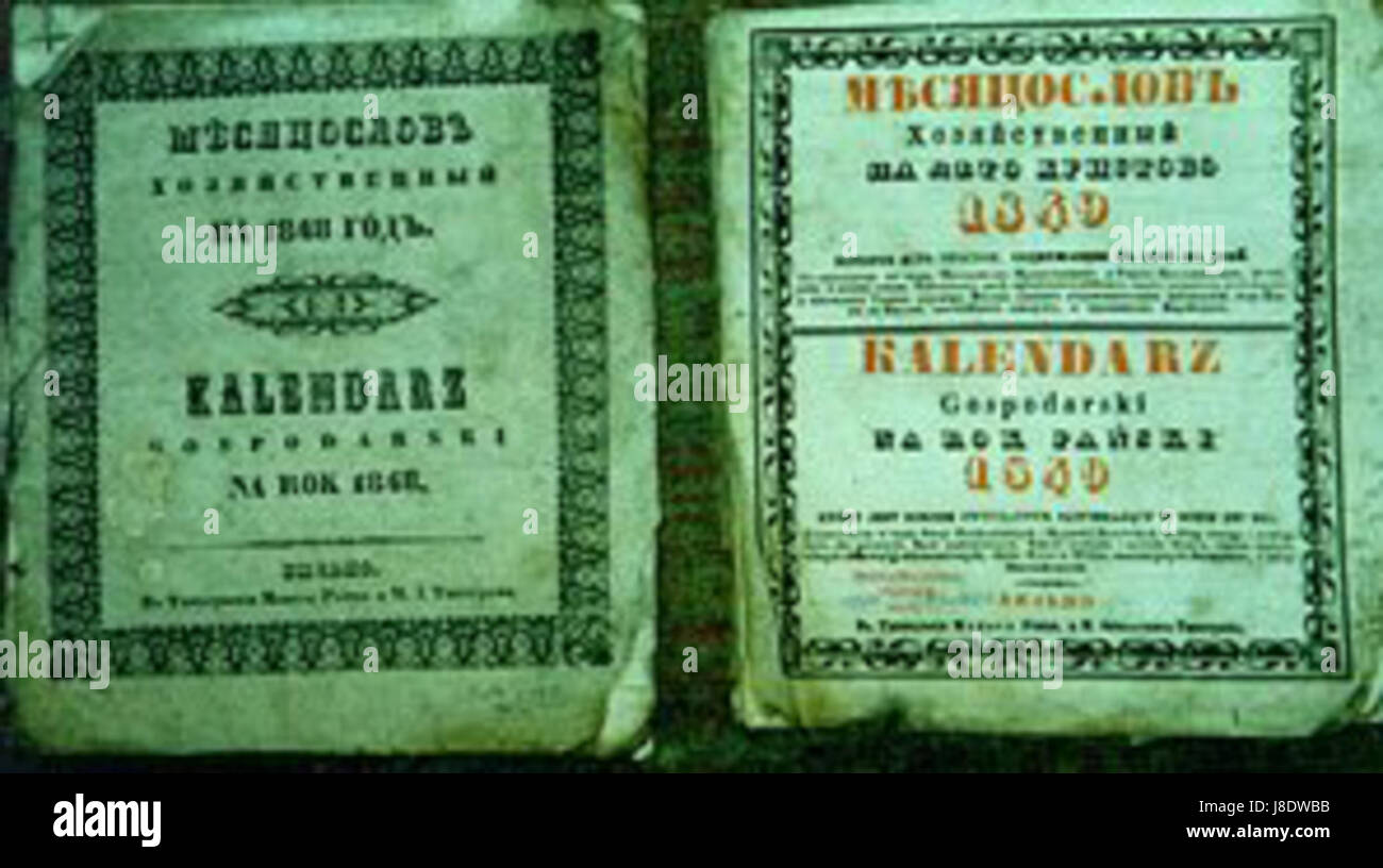 Lithuanian calendars 19th century Stock Photo - Alamy