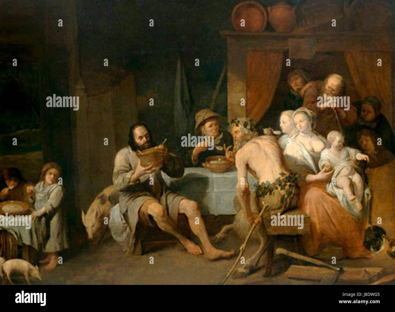 'Le Satyre et les Paysans' by Ryckaert is an artwork featuring a satyr ...