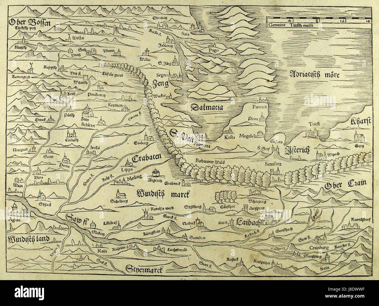 Historical map titled 'Muenster Sclauonia oder Windich Land sampt ...