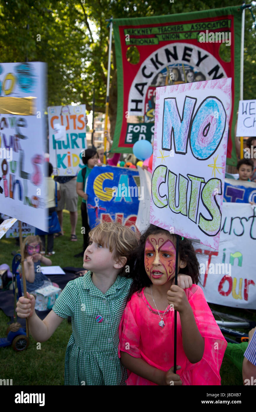 London Fields, Hackney. Protest against government plans to cut over ...