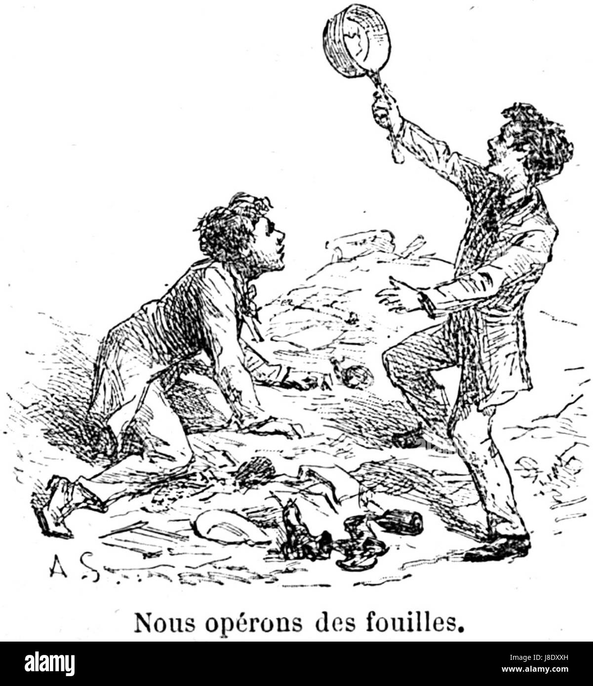 An illustration from Mark Twain's 'The Adventures of Huckleberry Finn ...
