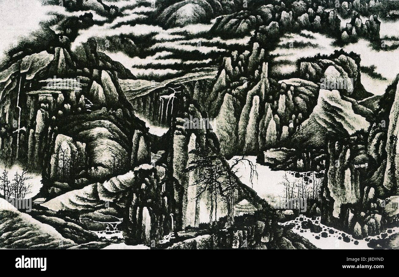 'Mille Pics et Ravins en myriades' is a Chinese painting by Gong Xian ...