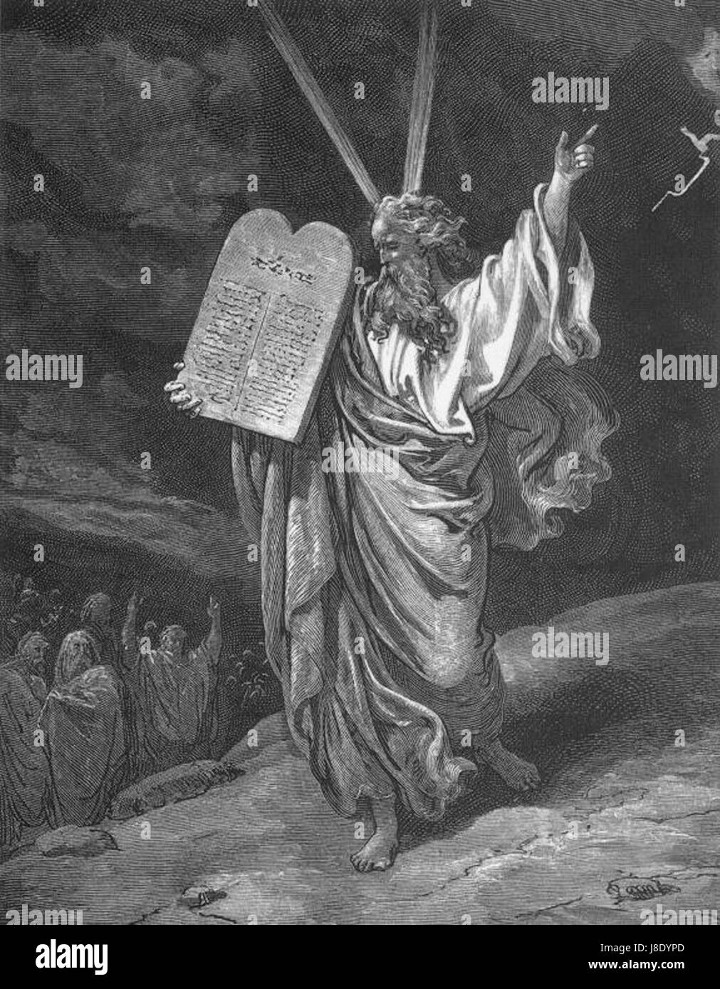 A depiction of Moses with radiant light, representing his divine ...