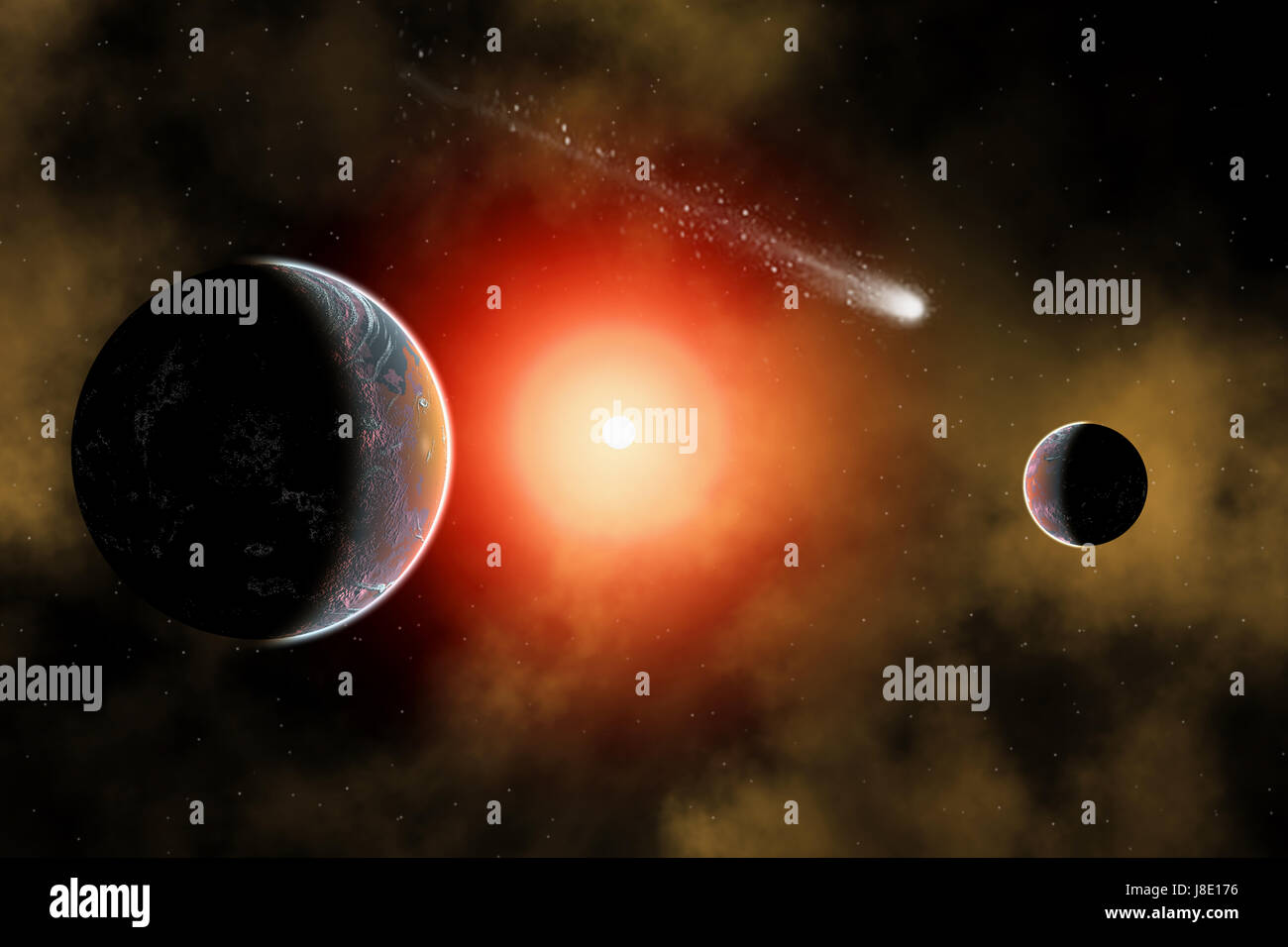 A Comet Passing Through An Alien Star System Stock Photo - Alamy