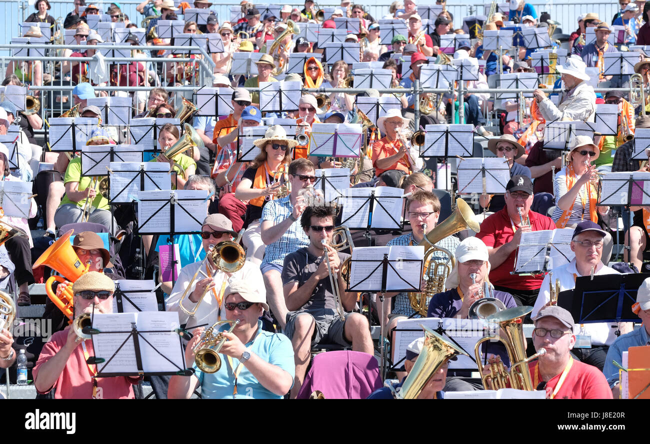 Wittenberg, Germany. 28th May, 2017. Brass players play at the 36th ...