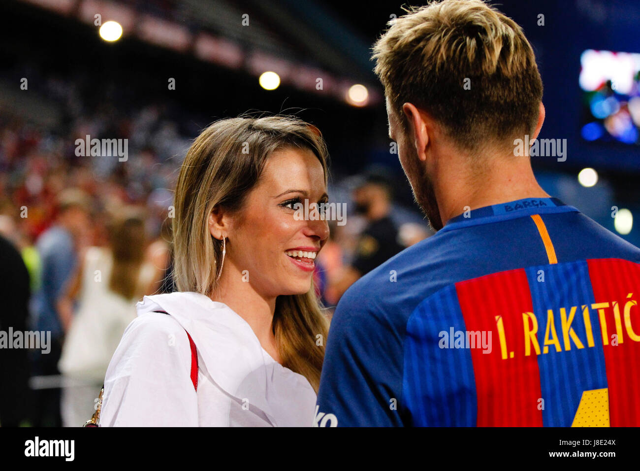Players and their families celebrate victory Ivan Rakitic (4) FC ...