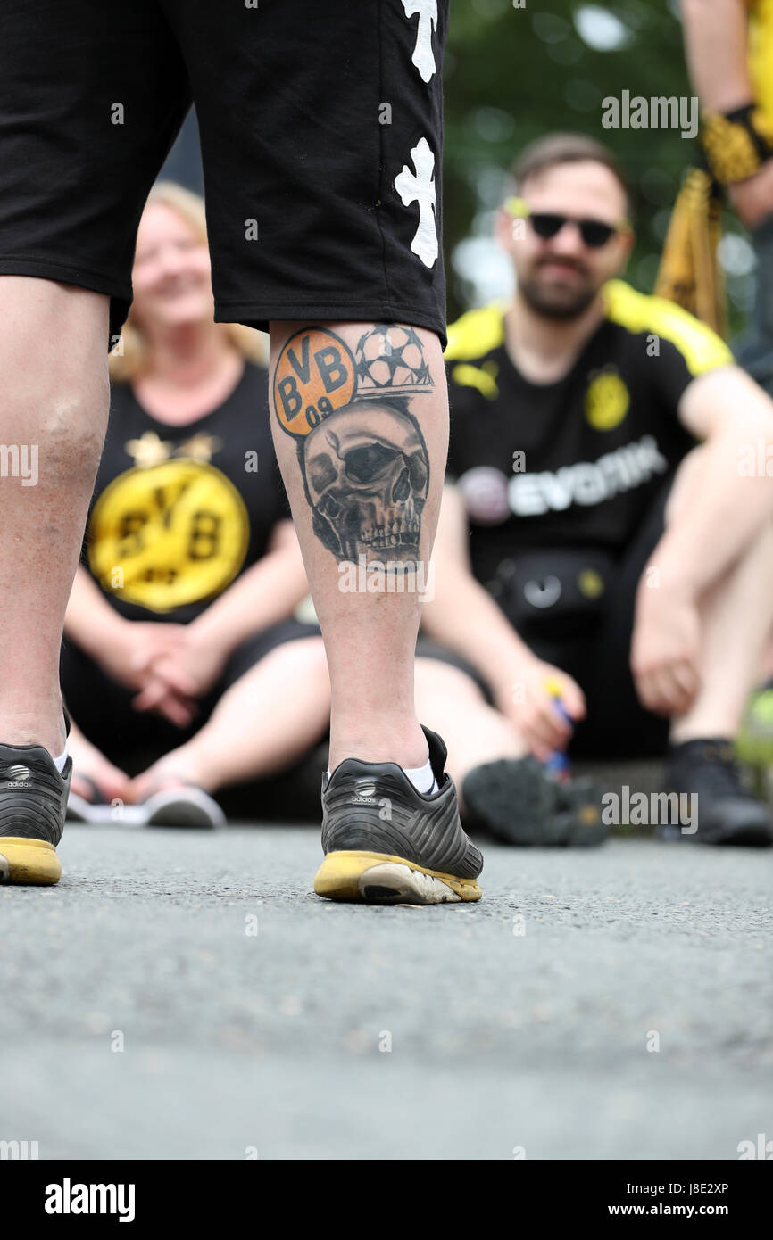 Dortmund, Germany. 28th May, 2017. A fan of German soccer club Borussia ...