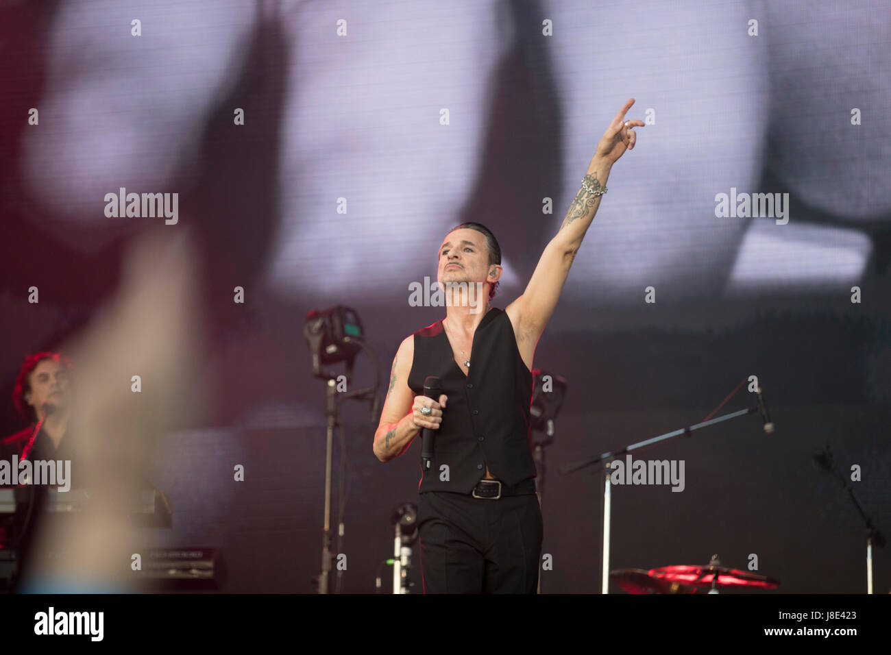 Singer Martin Gore of British band Depeche Mode performs during a ...