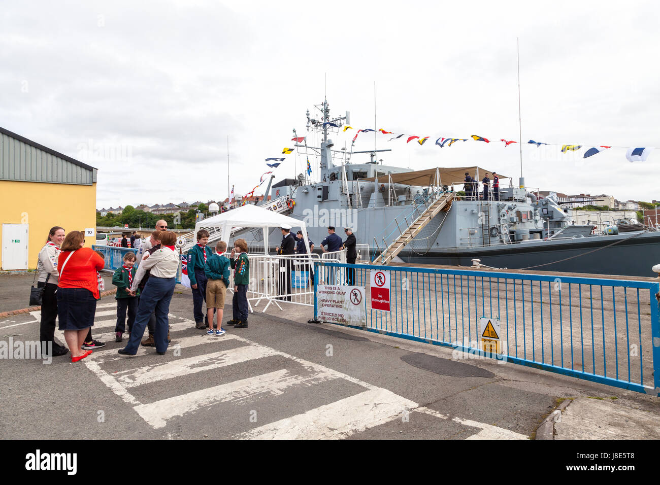 Milford Haven, UK. 28th May 2017. Visitors boarding HMS Pembroke at ...