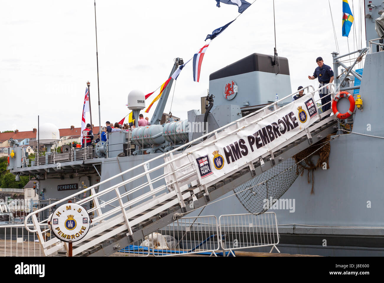 Milford Haven, UK. 28th May 2017. Visitors boarding HMS Pembroke at ...